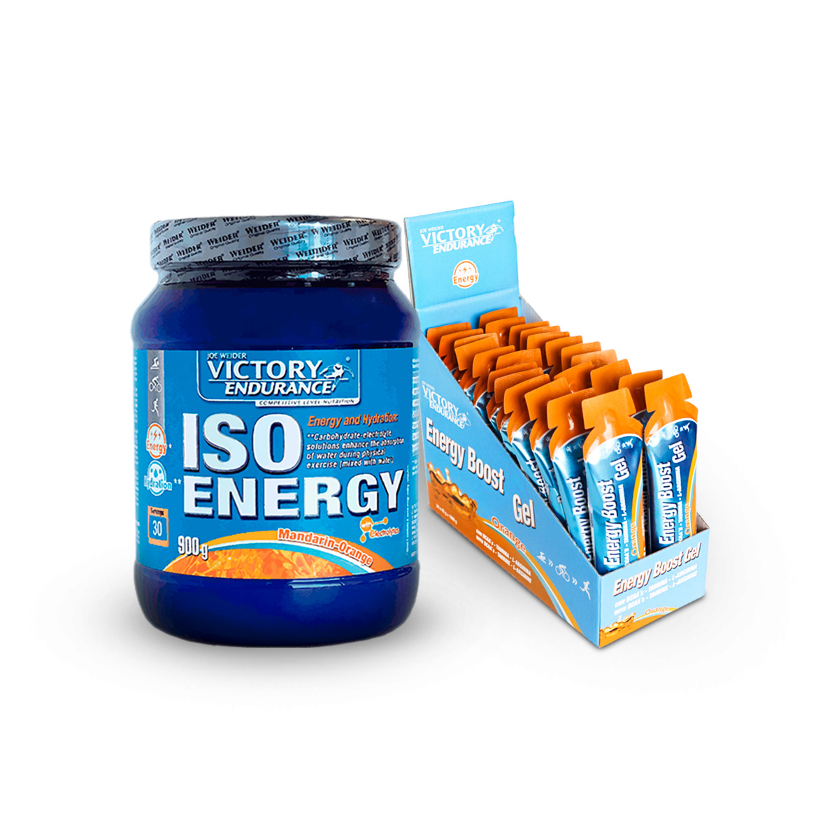 Iso Energy 900g + Energy Boost caja 24 geles - Weider Argentina